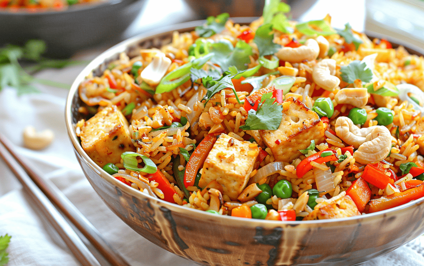 Coconut Veggie Fried Rice - Light Orange Bean