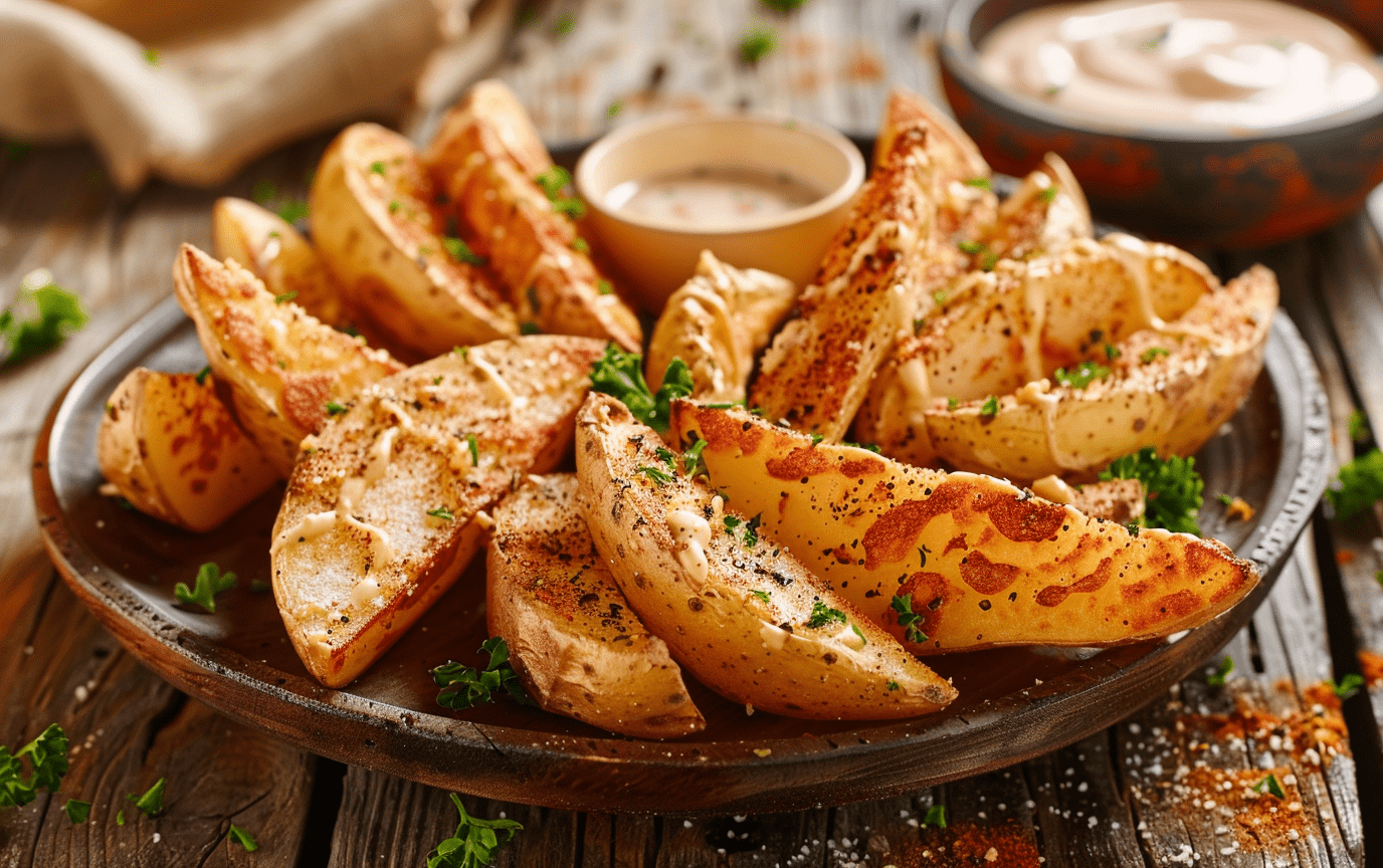 Crispy Air-Fried Potato Wedges - Light Orange Bean