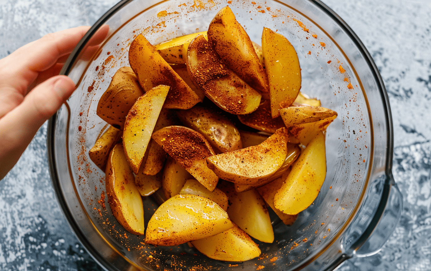 Crispy Air-Fried Potato Wedges - Light Orange Bean