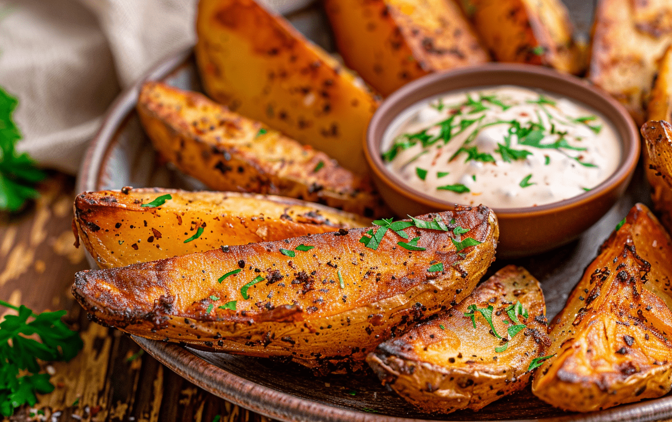 Crispy Air-Fried Potato Wedges - Light Orange Bean