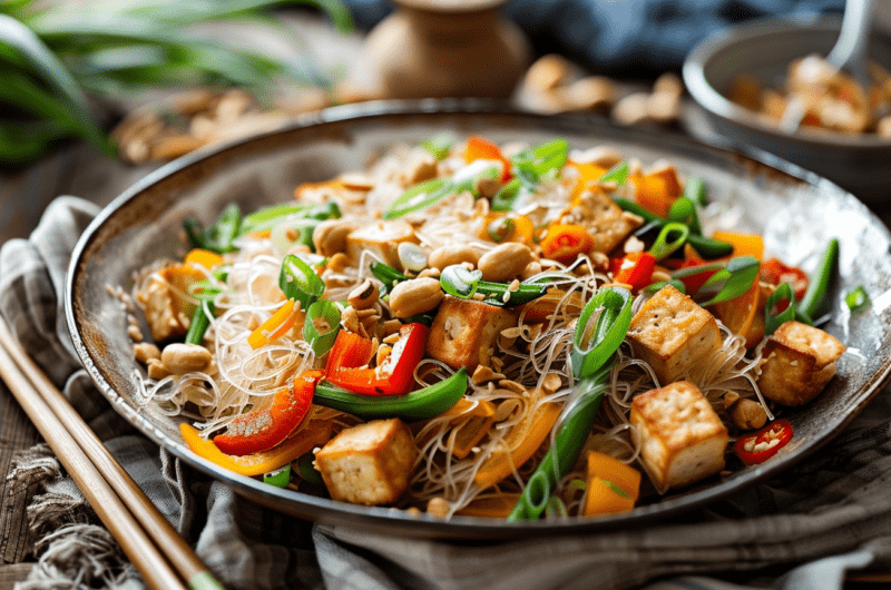 Stir-Fried Vermicelli Noodles Delight - Light Orange Bean