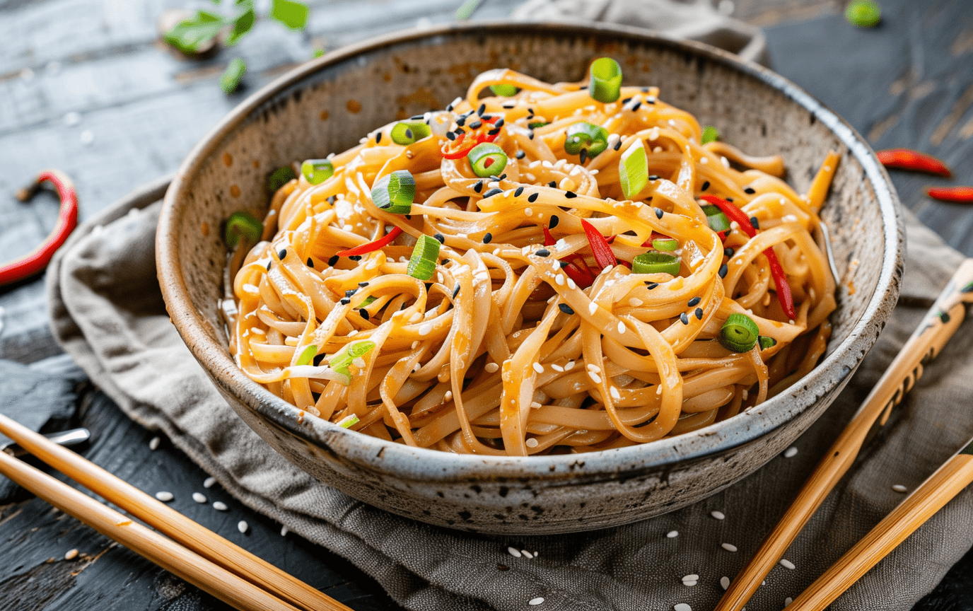 Satisfying Spicy Sesame Peanut Noodles - Light Orange Bean
