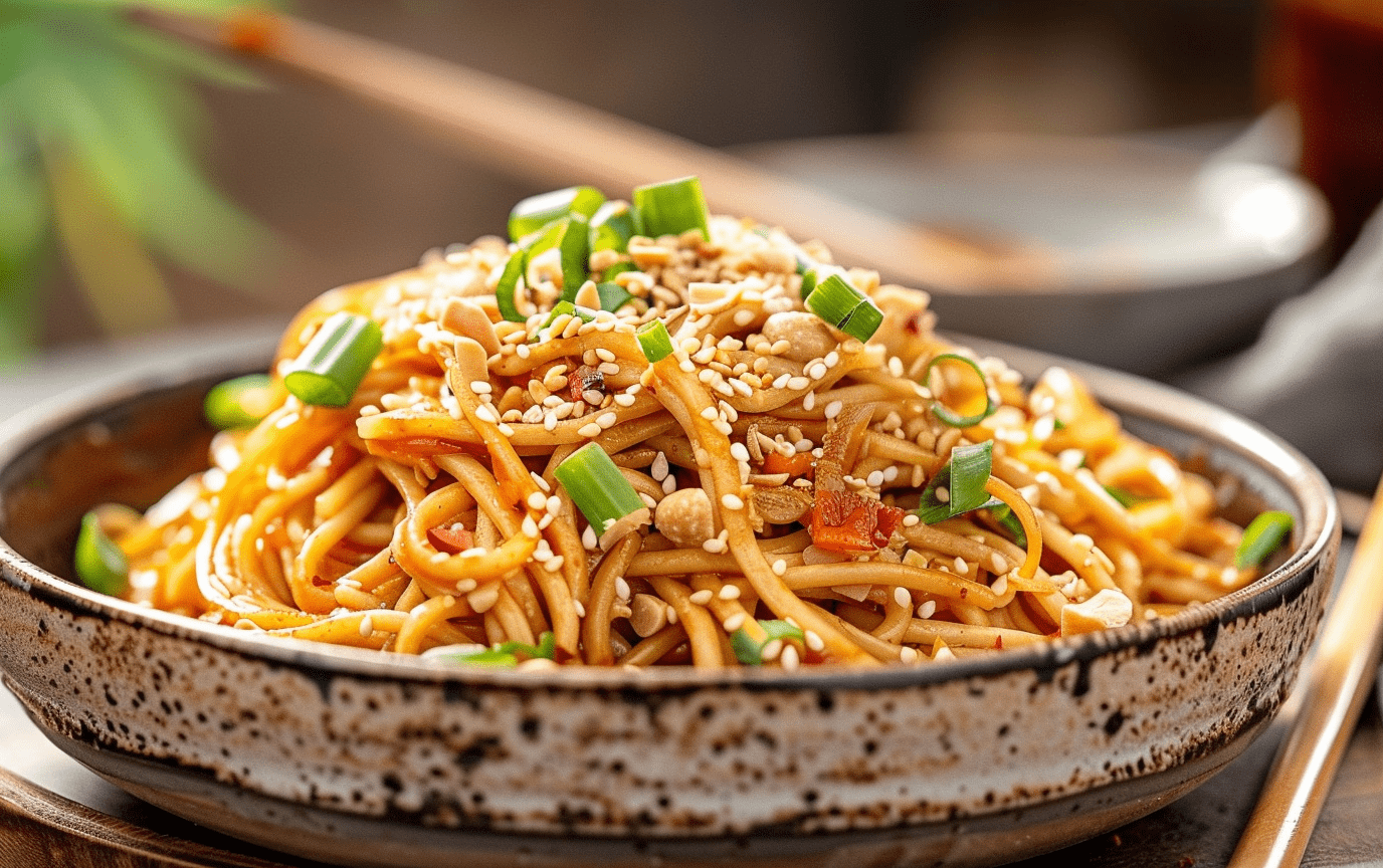 Satisfying Spicy Sesame Peanut Noodles - Light Orange Bean