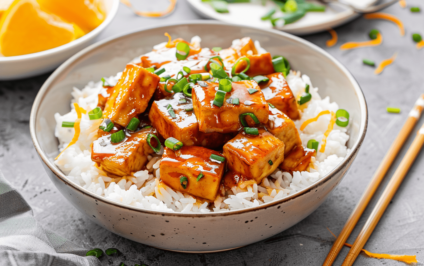 Vegan Orange Tofu Delight - Light Orange Bean