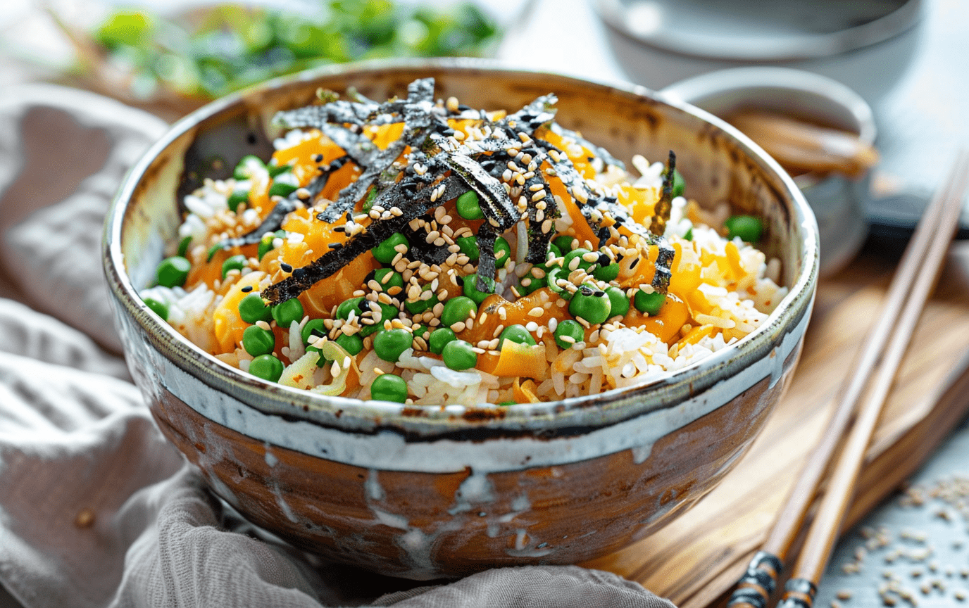 Vibrant Red Rice Bowl - Light Orange Bean
