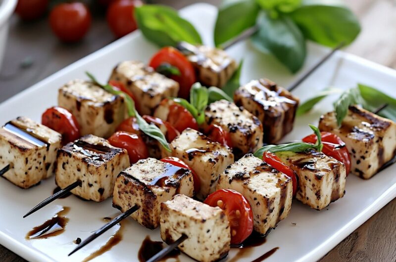 Vegan Tofu Caprese Skewers - Light Orange Bean