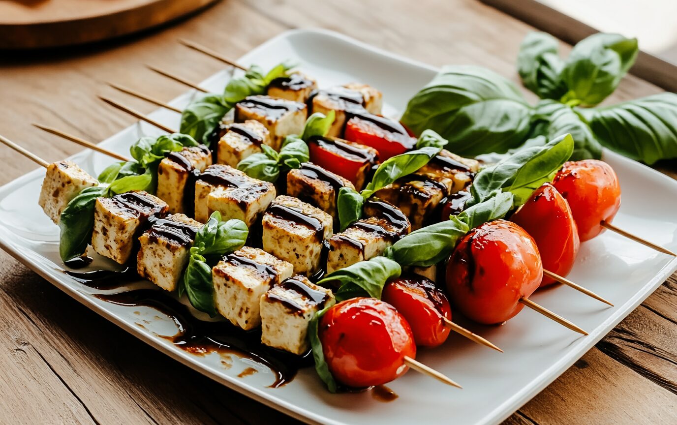 Vegan Tofu Caprese Skewers - Light Orange Bean