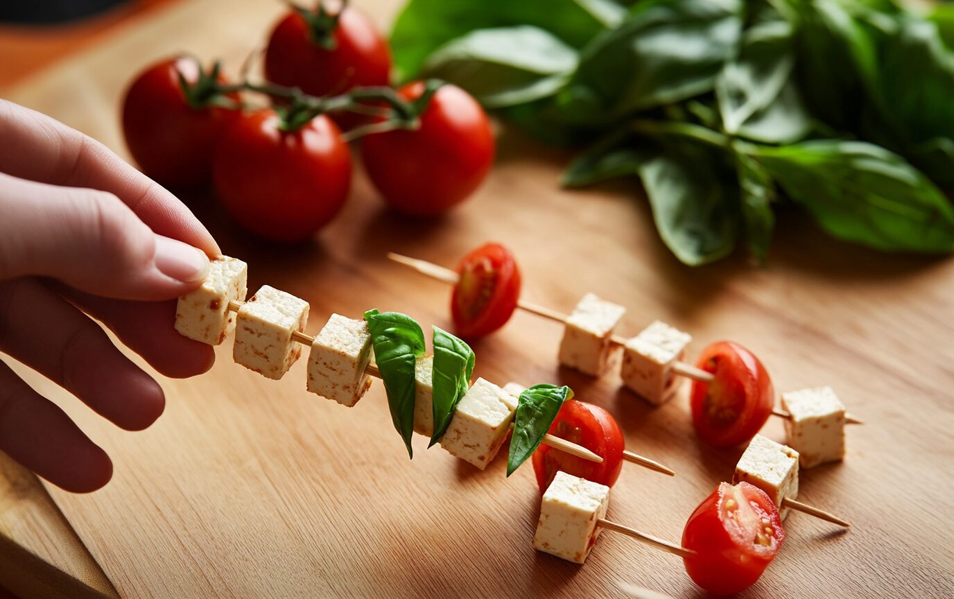 Vegan Tofu Caprese Skewers - Light Orange Bean