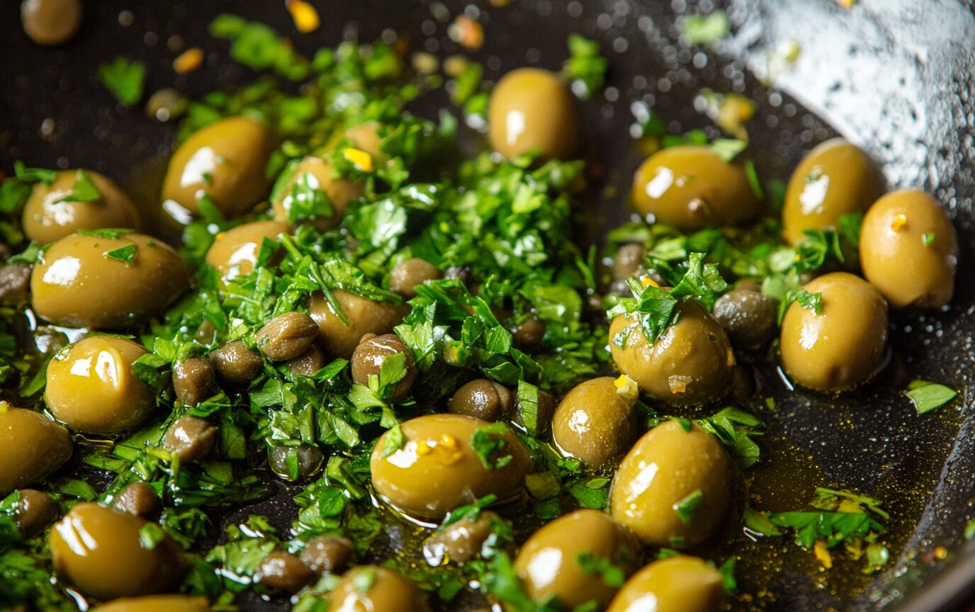 Ricotta with Olive-Almond Topping - Light Orange Bean