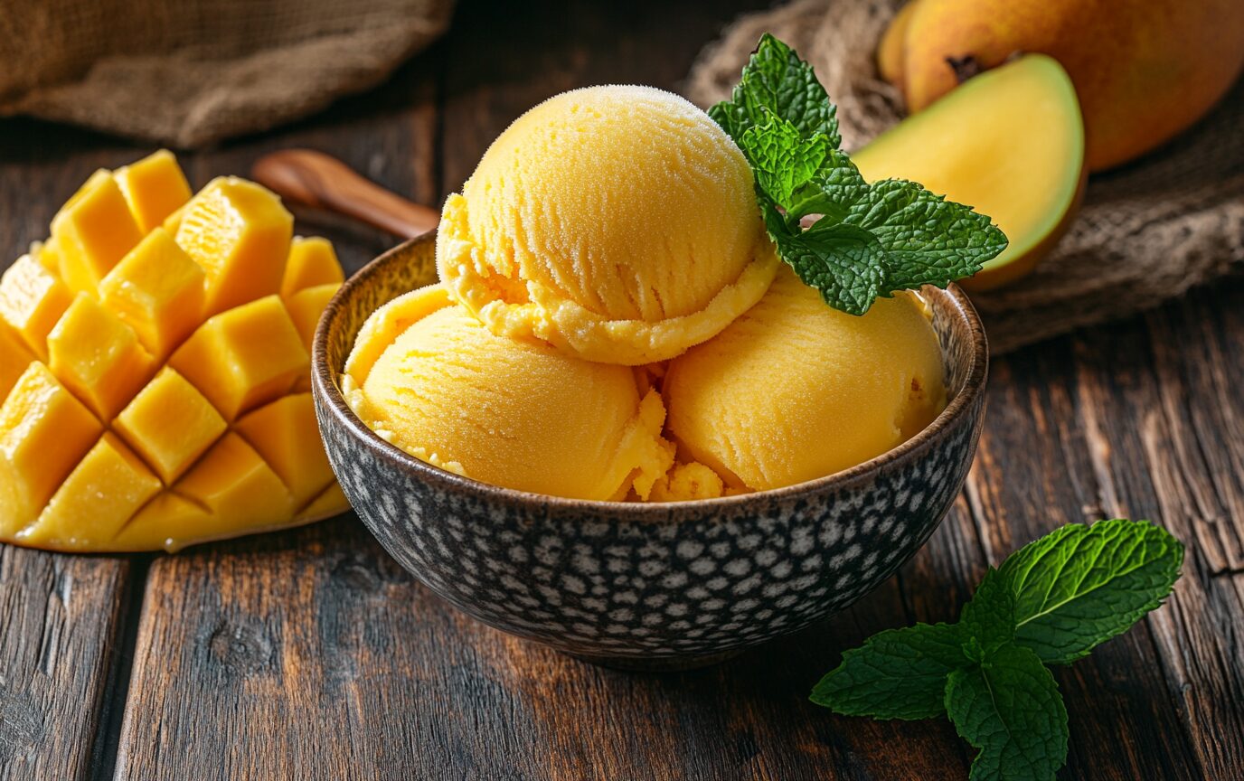 Easy Vegan Mango Ice Cream - Light Orange Bean