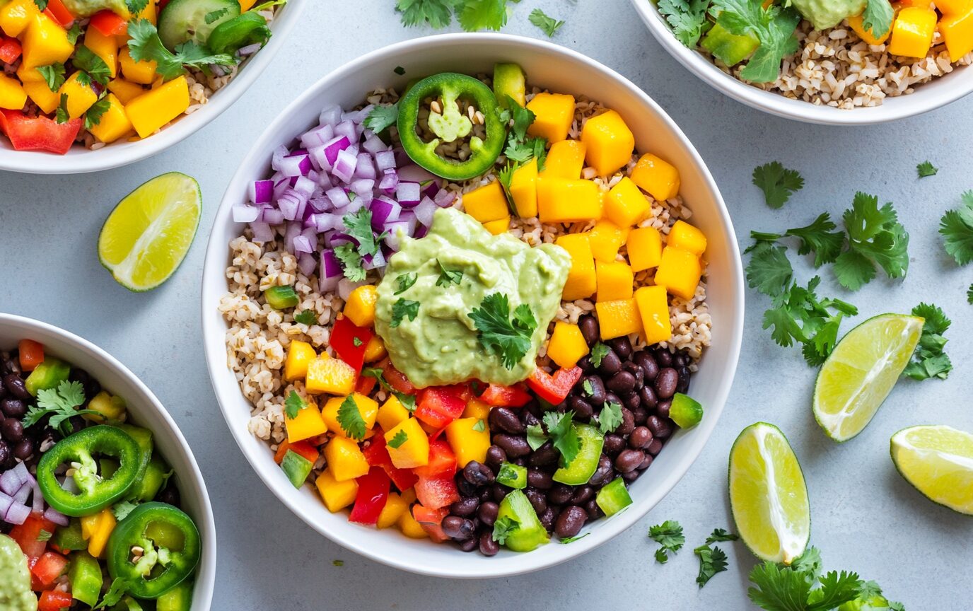 Quick Mango Rice Salad Bowls - Light Orange Bean