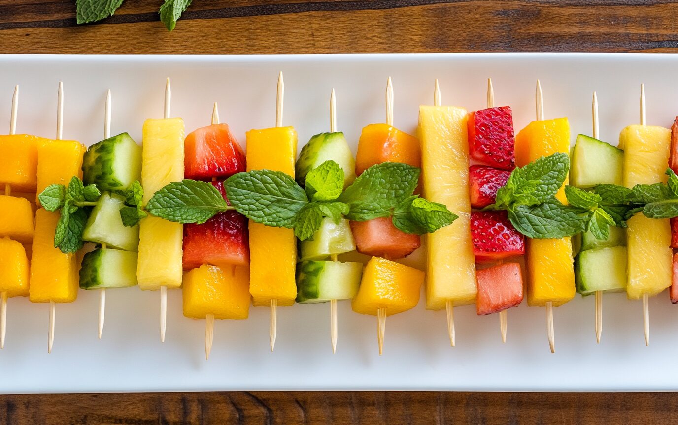 Tropical Fruit Skewers with Coconut and Lime - Light Orange Bean