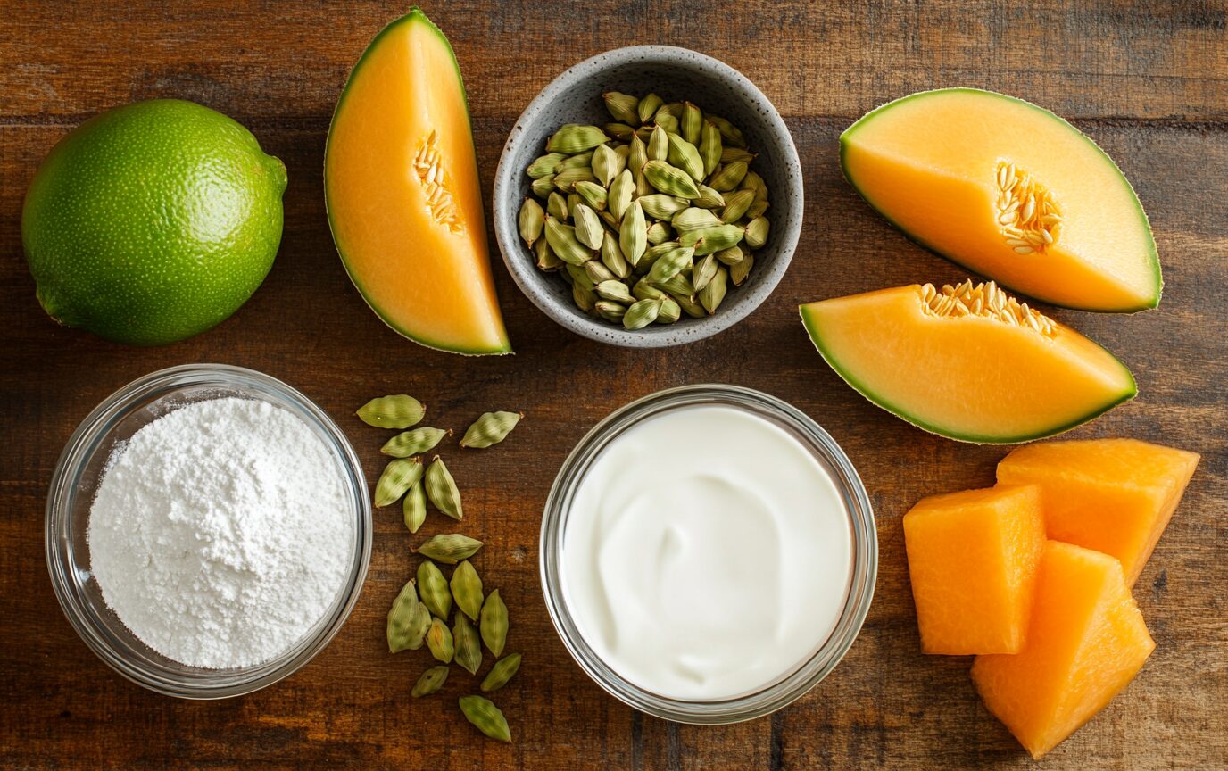 Chilled Melon Delight with Spiced Cream - Light Orange Bean