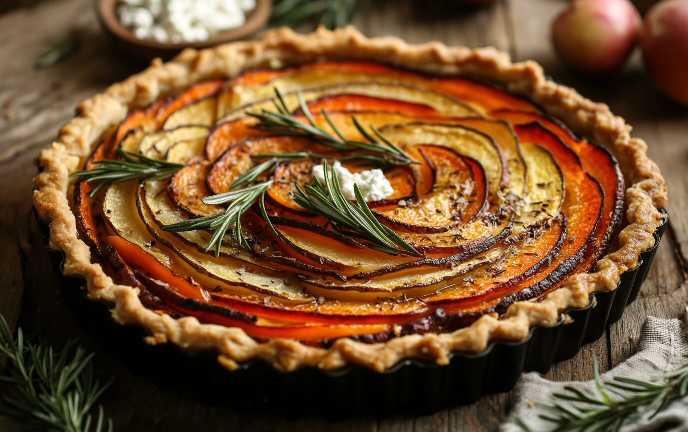 Rustic Vegan Veggie Tart - Light Orange Bean