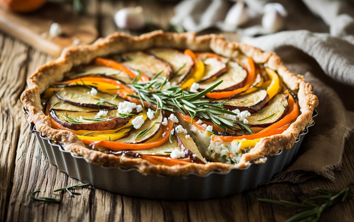 Rustic Vegan Veggie Tart - Light Orange Bean