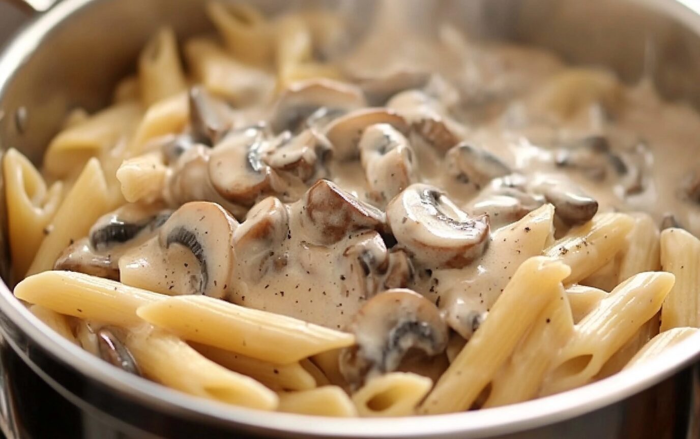 Creamy Vegan Mushroom Penne - Light Orange Bean