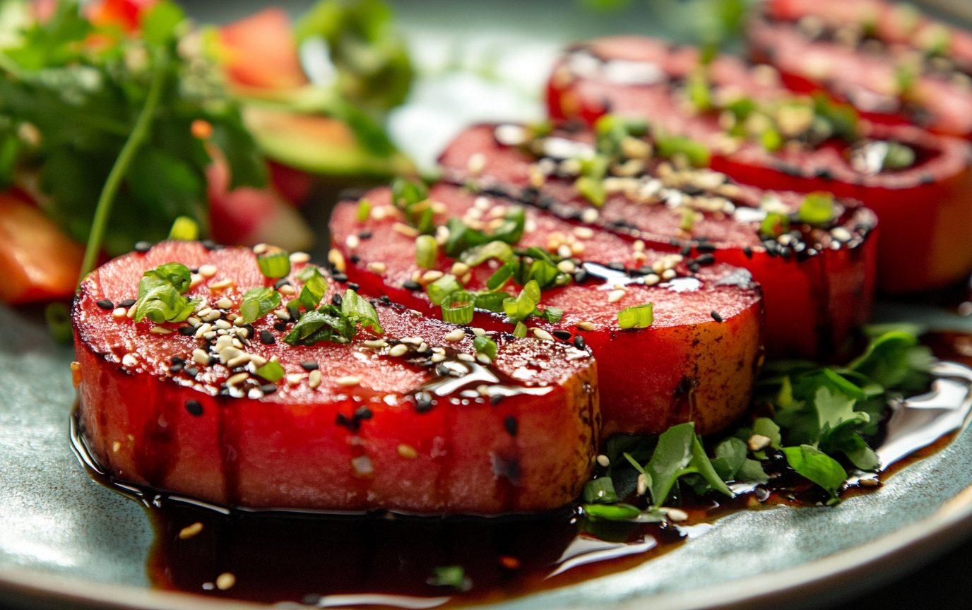 Vegan Watermelon Tuna Steaks - Light Orange Bean