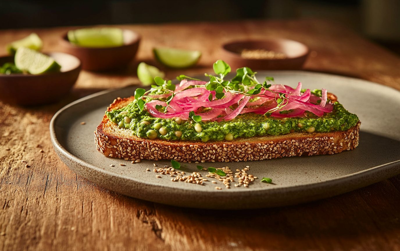 Protein-Packed Edamame Spread Toast - Light Orange Bean