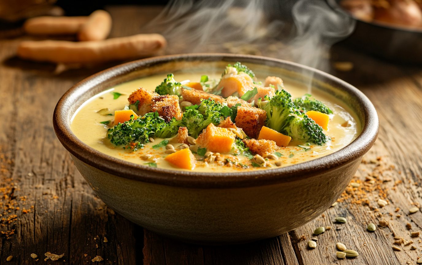 Creamy Vegan Seven-Vegetable Soup - Light Orange Bean