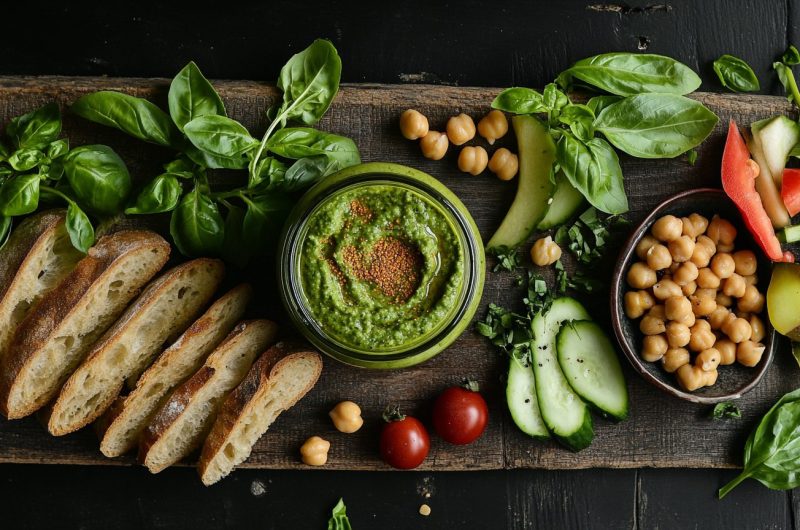 Vegan Chickpea Basil Pesto - Light Orange Bean