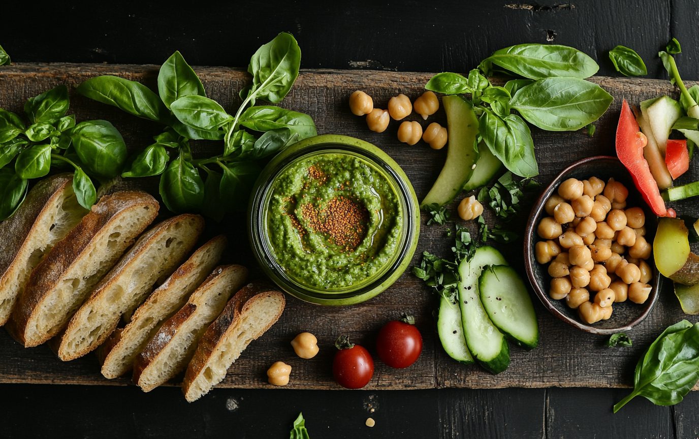 Vegan Chickpea Basil Pesto - Light Orange Bean