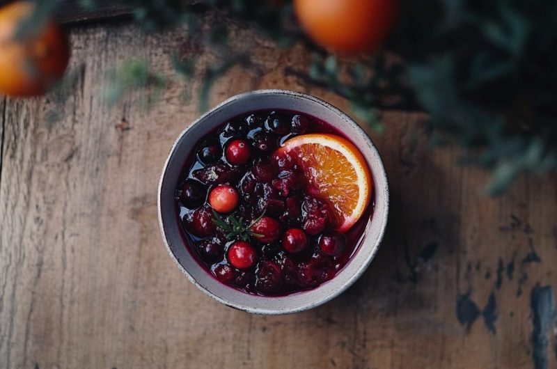 Spiced Cranberry Ginger Compote - Light Orange Bean