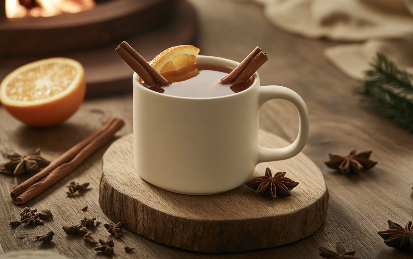 Festive Maple Mulled Cider - Light Orange Bean