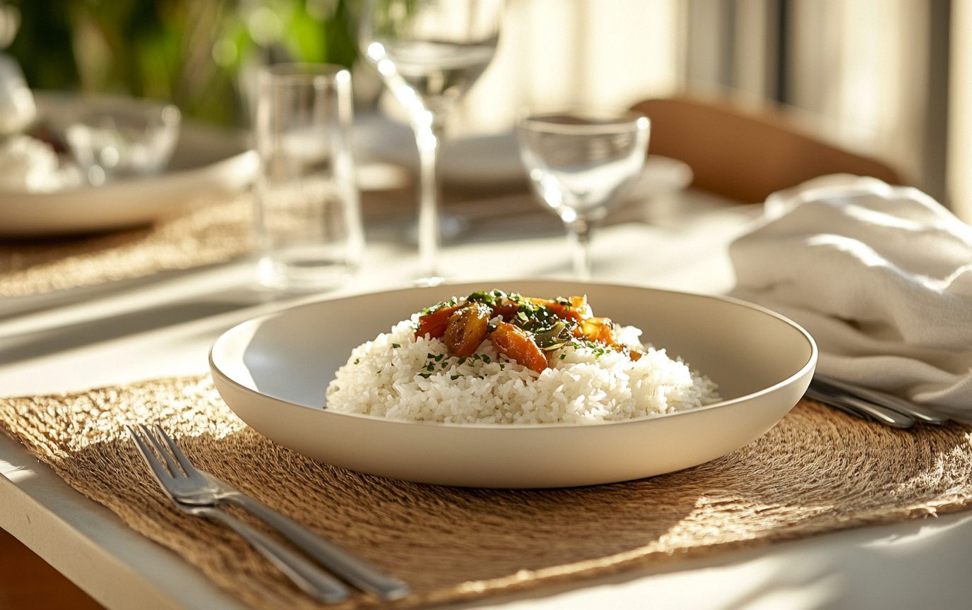 Healthy Reheated White Rice - Light Orange Bean