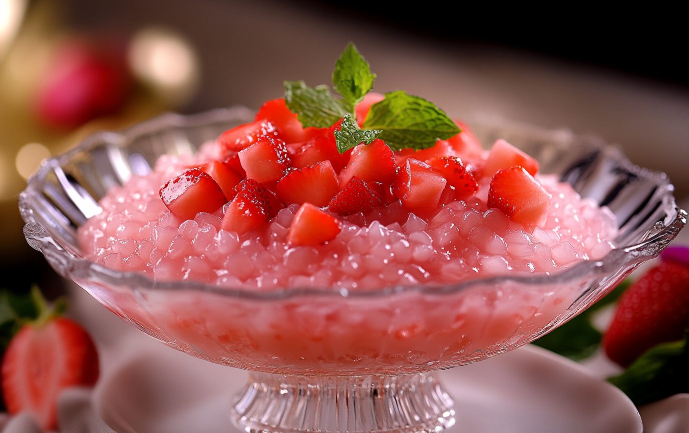Simple Strawberry Tapioca Pudding - Light Orange Bean