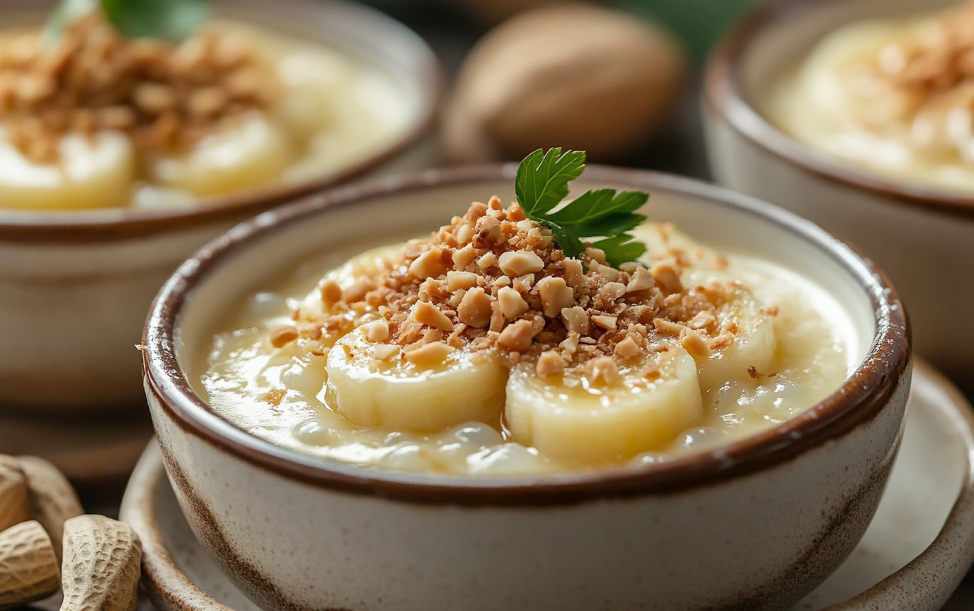 Vietnamese Banana Coconut Pudding - Light Orange Bean