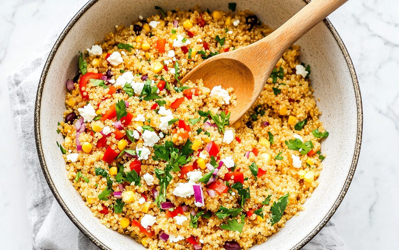 Healthy Plant-Powered Quinoa Bowl - Light Orange Bean