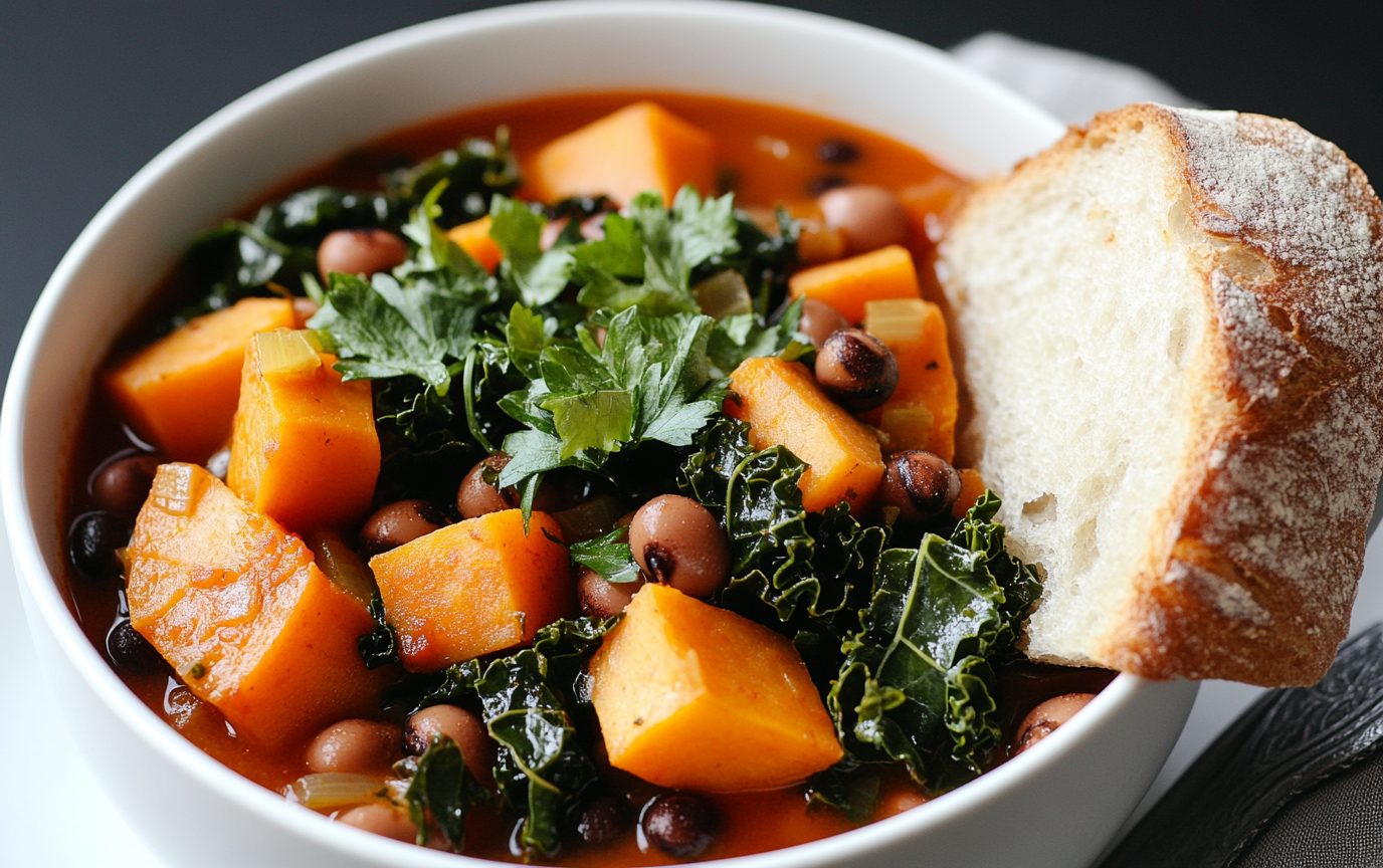 Rustic Vegan Root Stew - Light Orange Bean