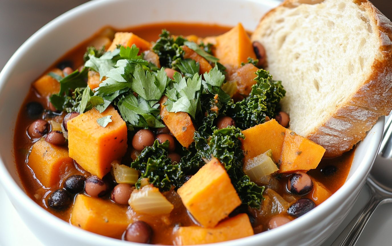 Rustic Vegan Root Stew - Light Orange Bean