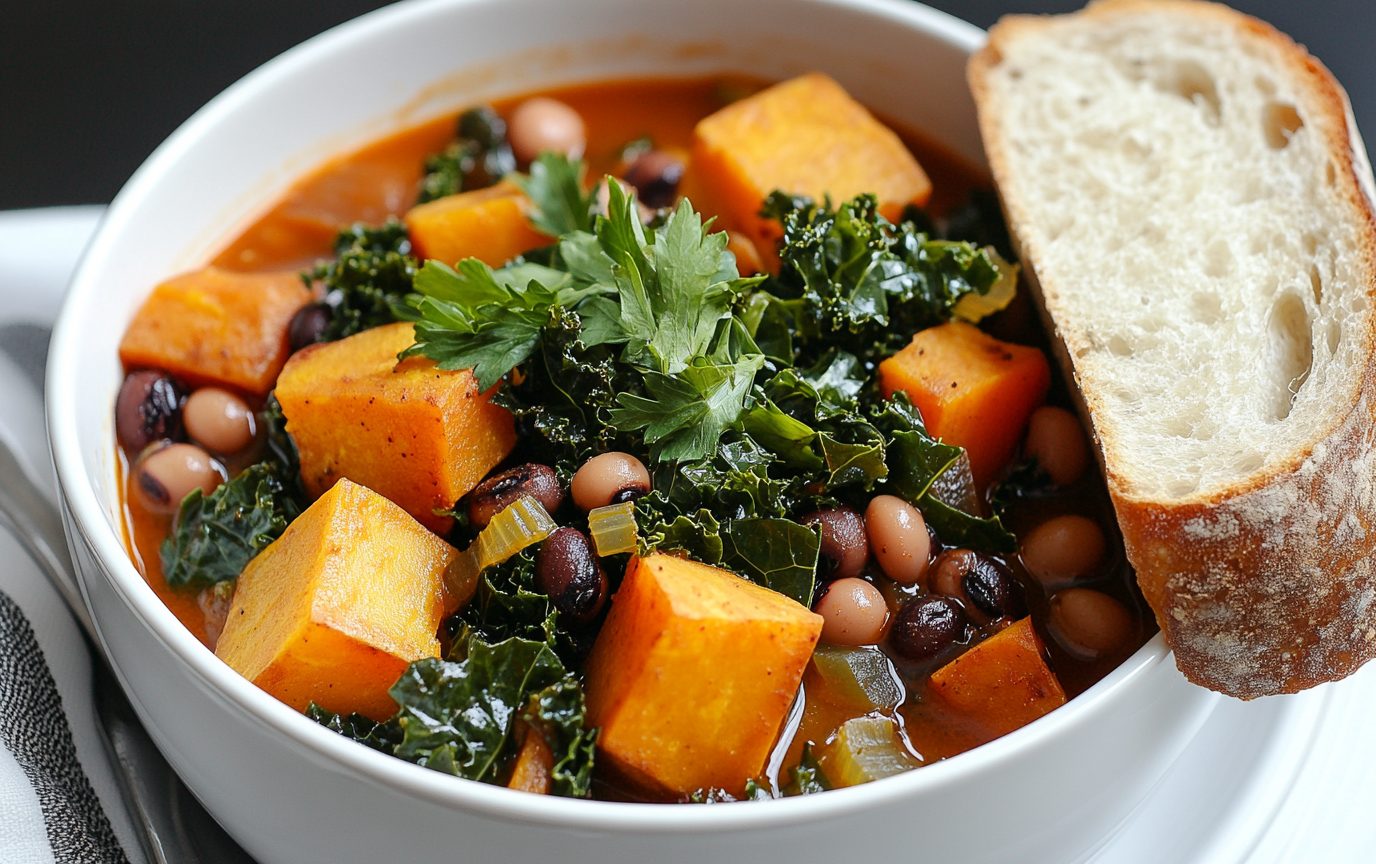 Rustic Vegan Root Stew - Light Orange Bean