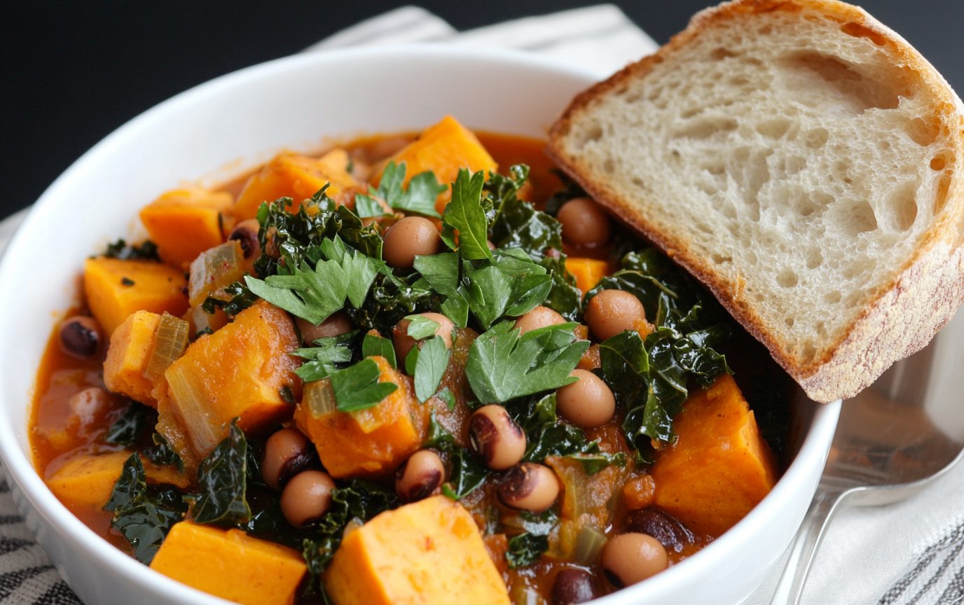 Rustic Vegan Root Stew - Light Orange Bean
