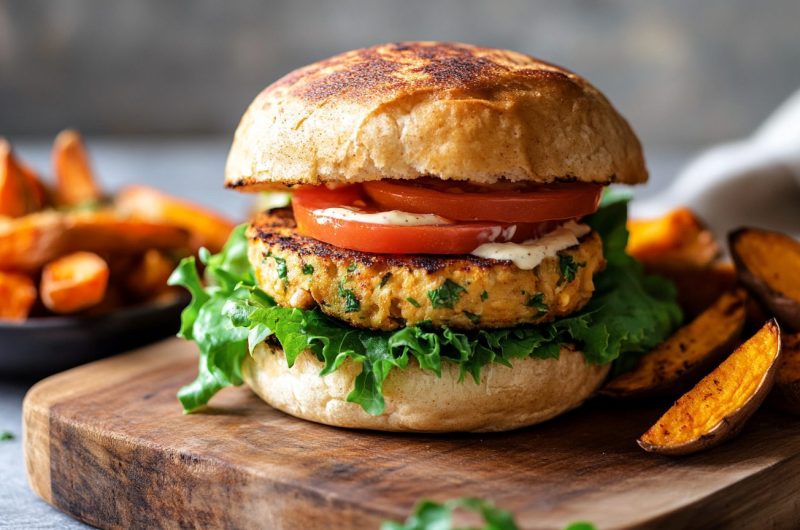 Simple Chickpea Veggie Burgers - Light Orange Bean