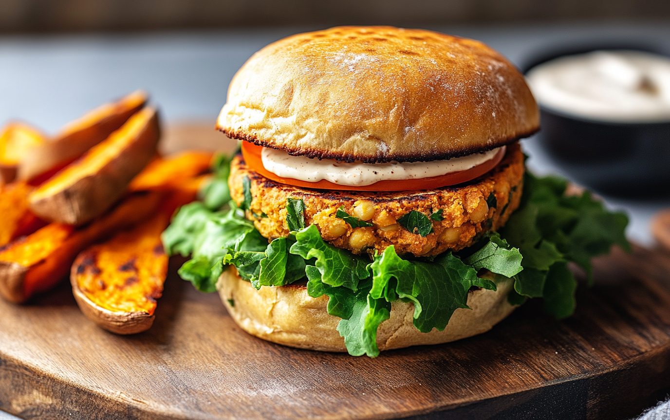 Simple Chickpea Veggie Burgers - Light Orange Bean