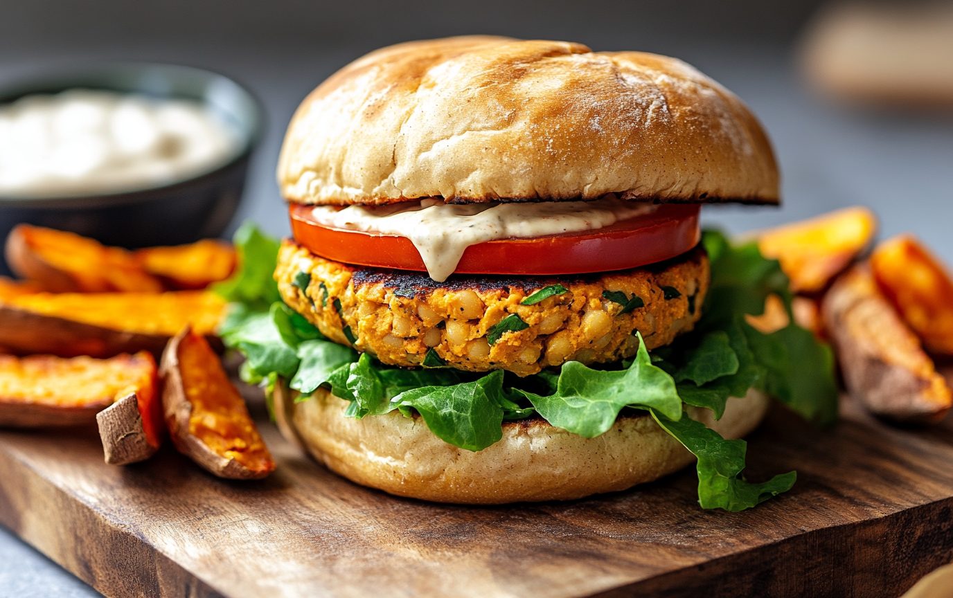 Simple Chickpea Veggie Burgers - Light Orange Bean