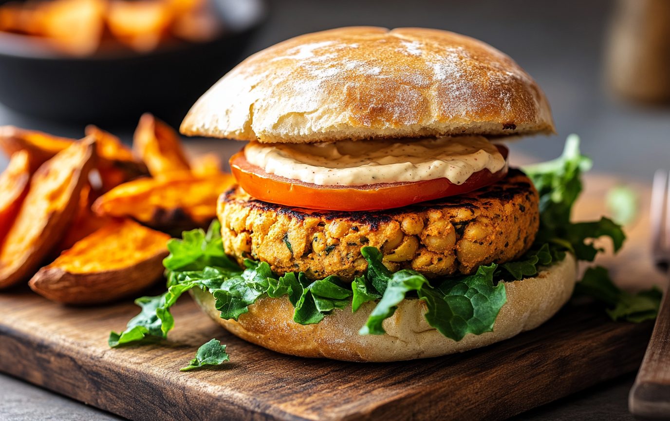 Simple Chickpea Veggie Burgers - Light Orange Bean