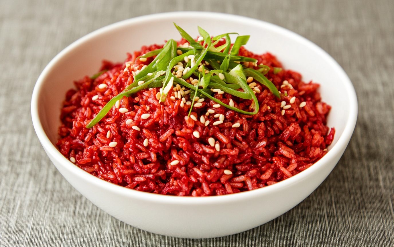Vibrant Red Rice Bowl - Light Orange Bean