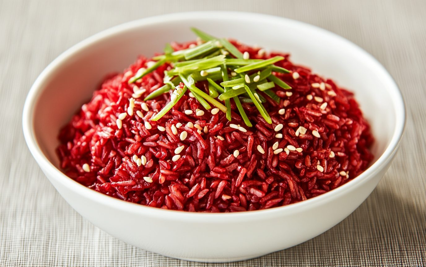 Vibrant Red Rice Bowl - Light Orange Bean
