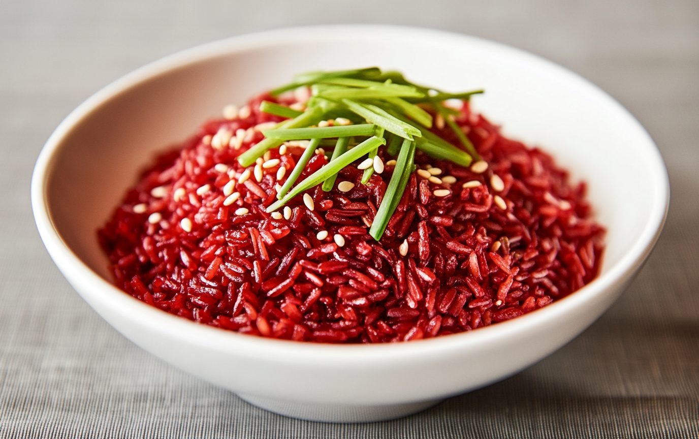 Vibrant Red Rice Bowl - Light Orange Bean