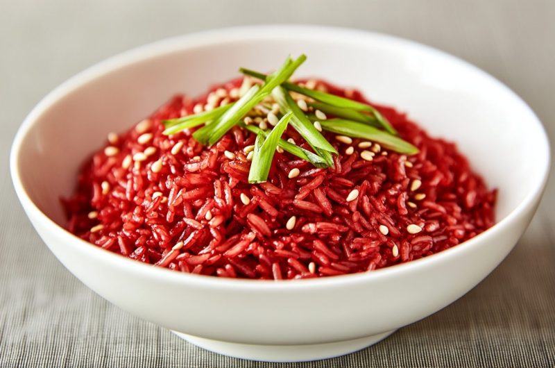 Vibrant Red Rice Bowl - Light Orange Bean
