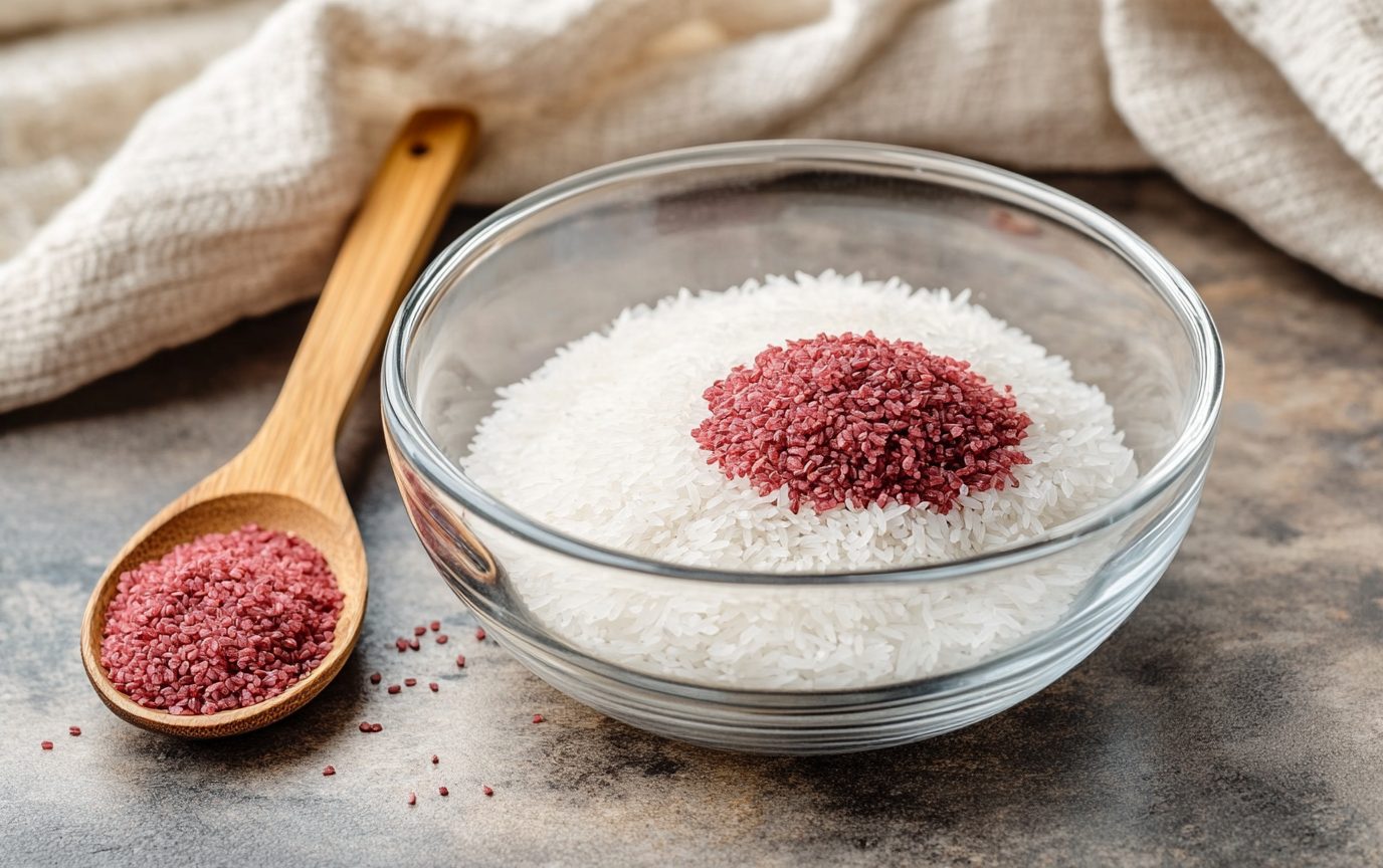 Vibrant Red Rice Bowl - Light Orange Bean