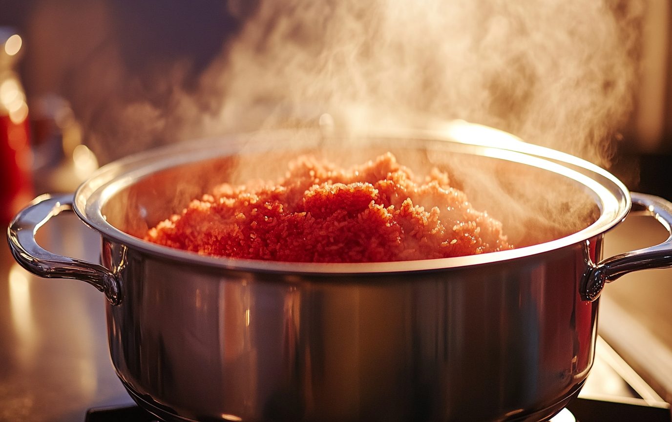 Vibrant Red Rice Bowl - Light Orange Bean