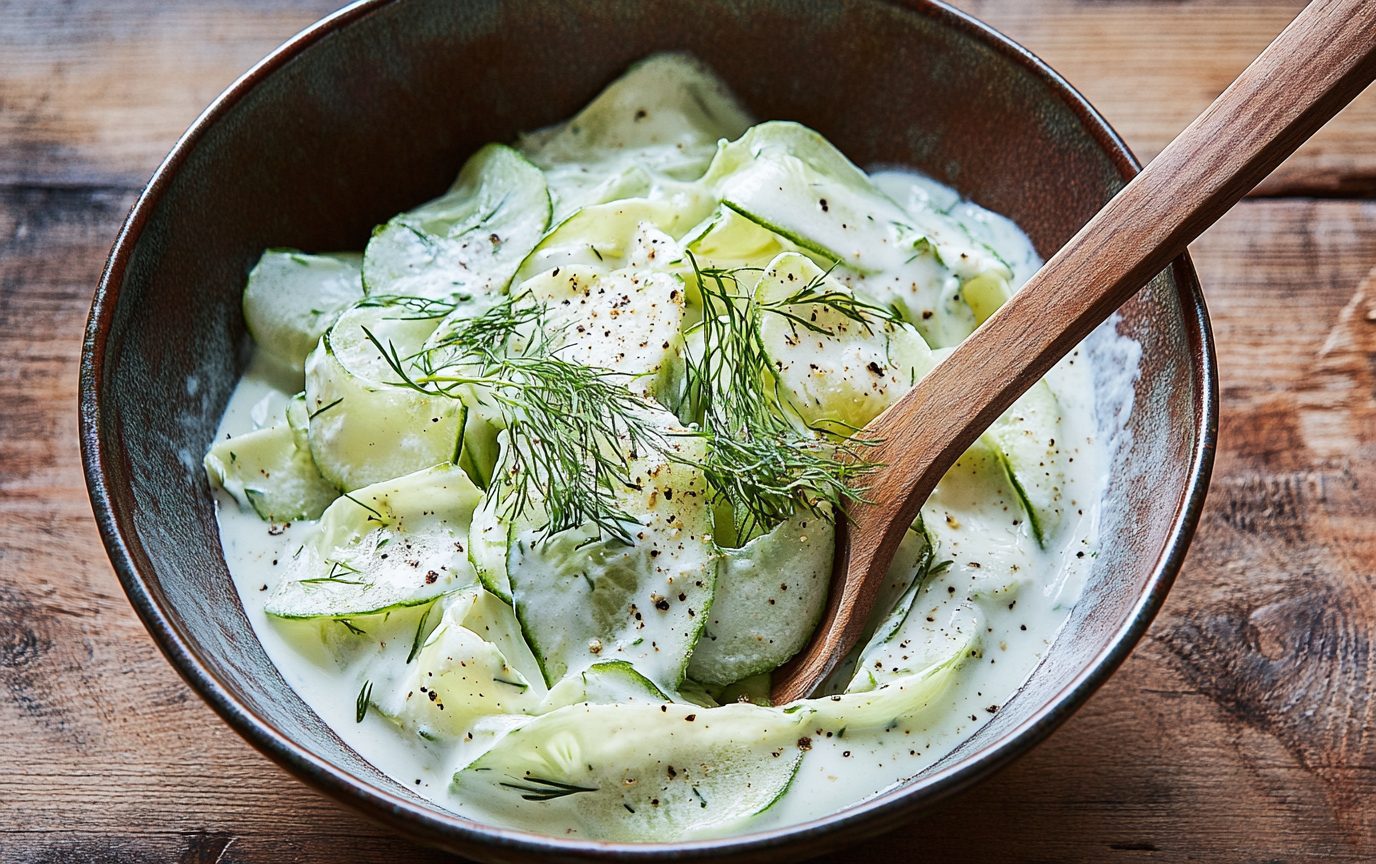Creamy Cucumber Salad - Light Orange Bean