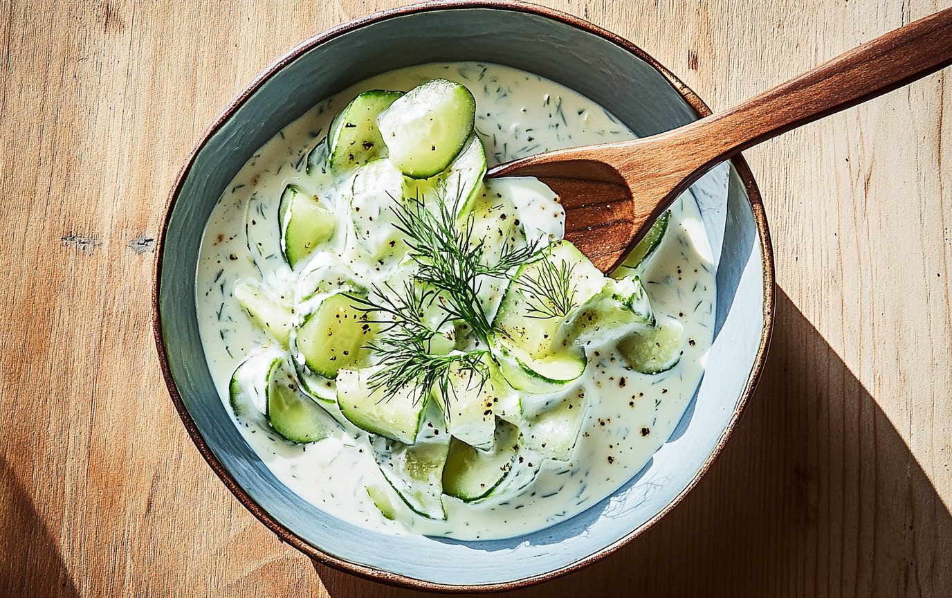 Creamy Cucumber Salad - Light Orange Bean