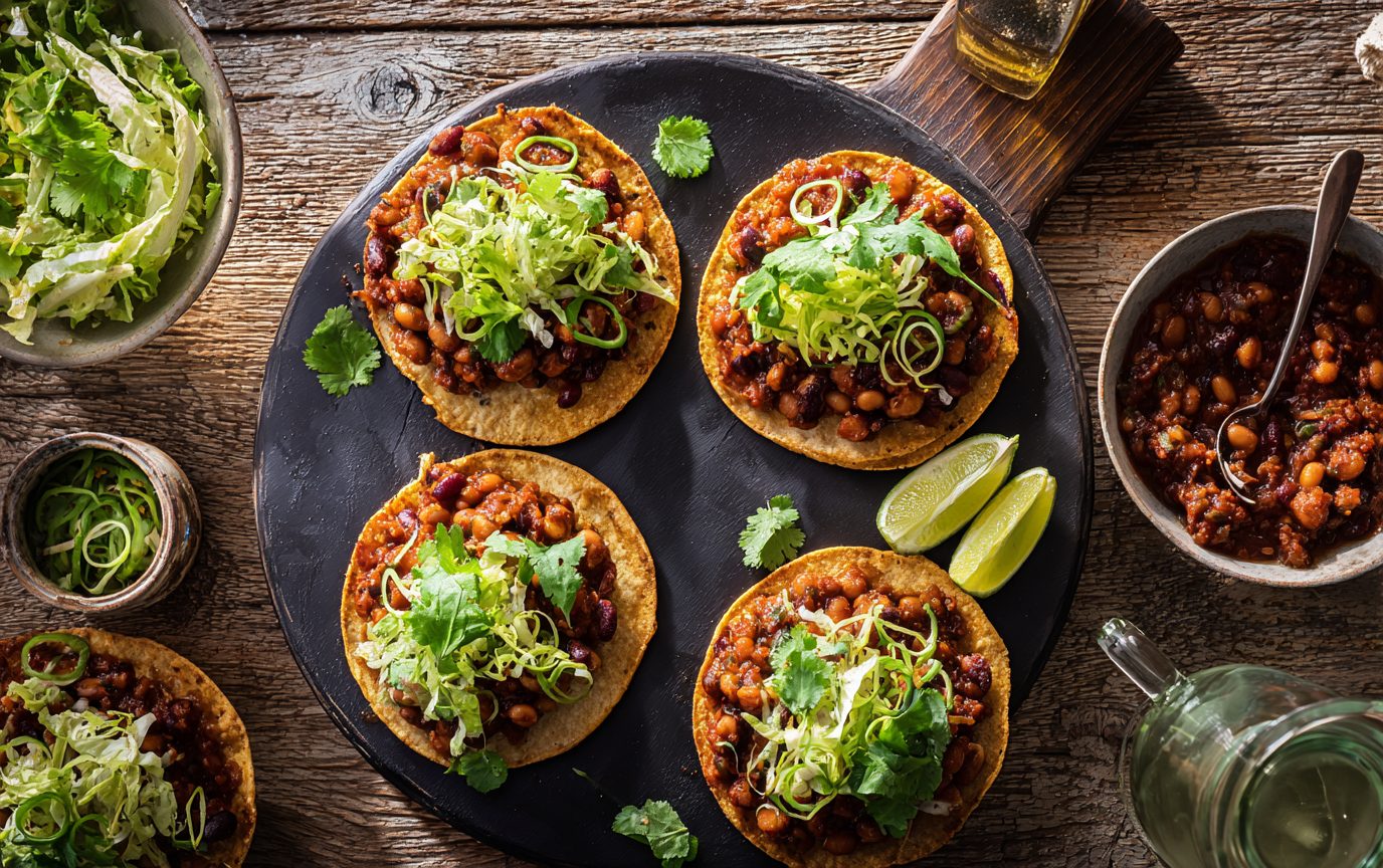 Easy Vegan Bean Tostadas - Light Orange Bean
