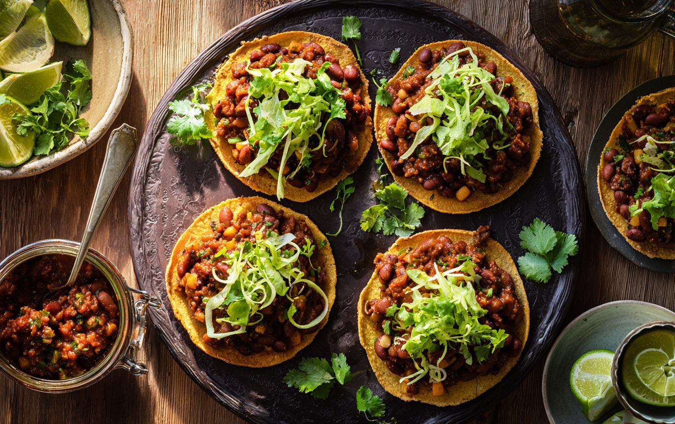 Easy Vegan Bean Tostadas - Light Orange Bean