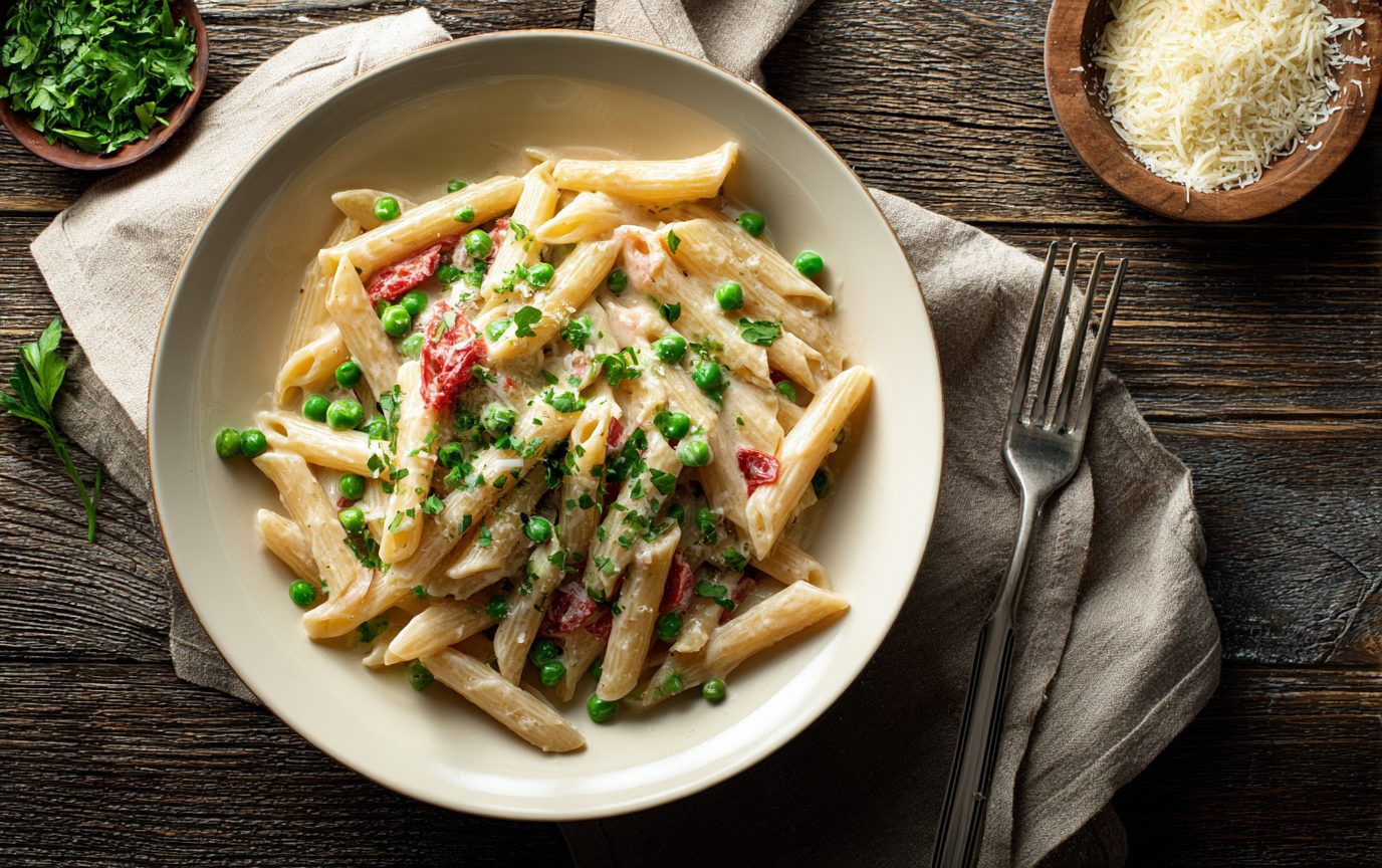 Pea Tomato Penne - Light Orange Bean